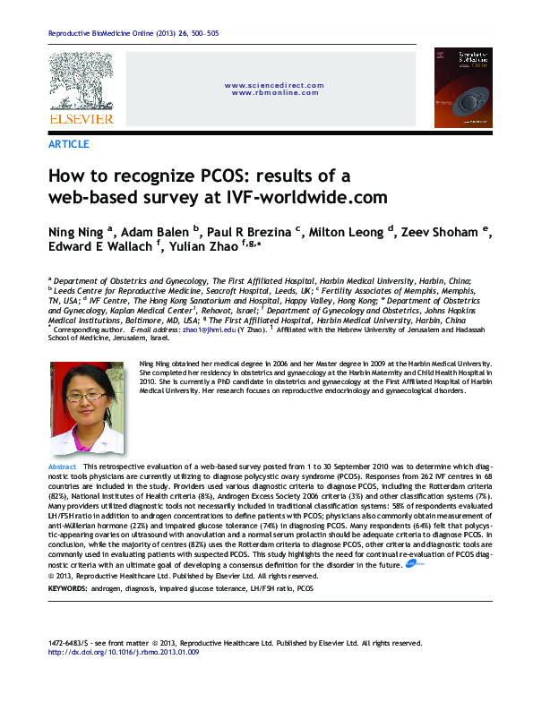 (PDF) How to recognize PCOS: results of a web-based survey at IVF ...