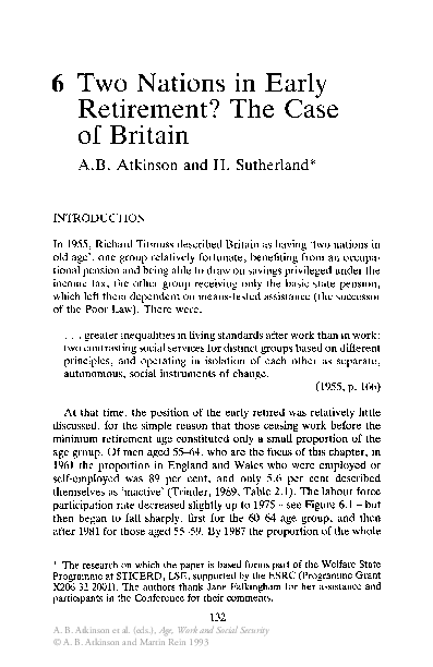 (PDF) Two Nations in Early Retirement? The Case of Britain