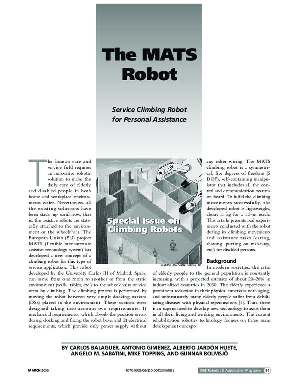 (PDF) The MATS robot: service climbing robot for personal assistance