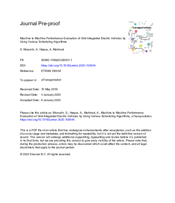 (PDF) Machine to machine performance evaluation of grid-integrated electric vehicles by using ...