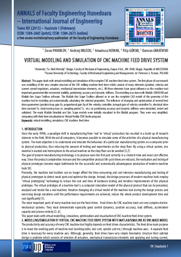 (PDF) Virtual Modelling and Simulation of a CNC Machine Feed Drive System