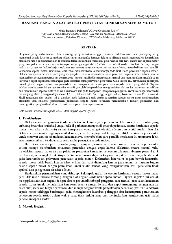 (PDF) Rancang Bangun Alat Angkat Pencucian Kendaraan Sepeda Motor ...