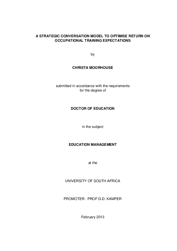 (PDF) A strategic conversation model to optimise return on occupational ...