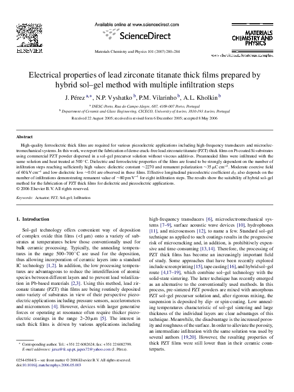 (PDF) Electrical properties of lead zirconate titanate thick films ...