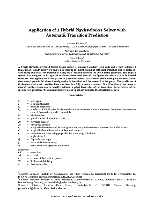 (PDF) Application of a Hybrid Navier-Stokes Solver with Automatic ...