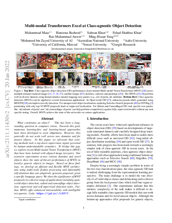 (PDF) Multi-modal Transformers Excel at Class-agnostic Object Detection (PDF) Multi-modal Transformers Excel at Class-agnostic Object Detection