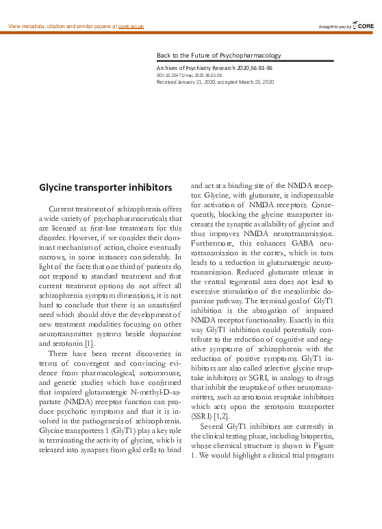 (PDF) Glycine transporter inhibitors