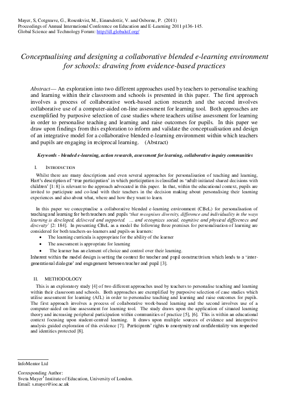 (PDF) Conceptualising and designing a collaborative blended e-learning environment for schools ...