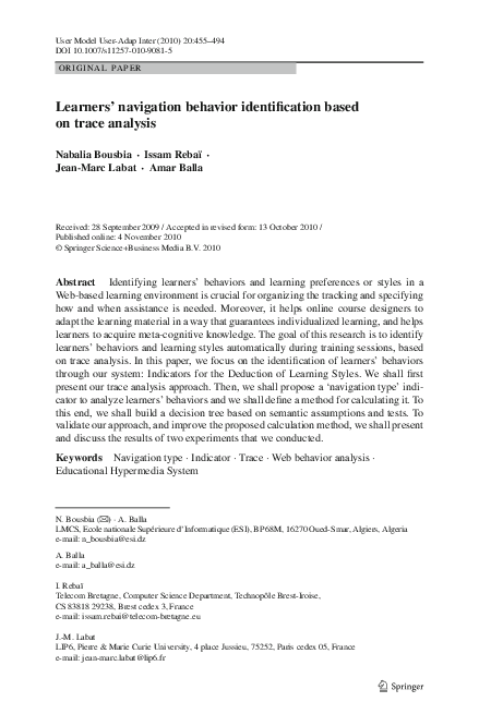 (PDF) Learners’ navigation behavior identification based on trace analysis