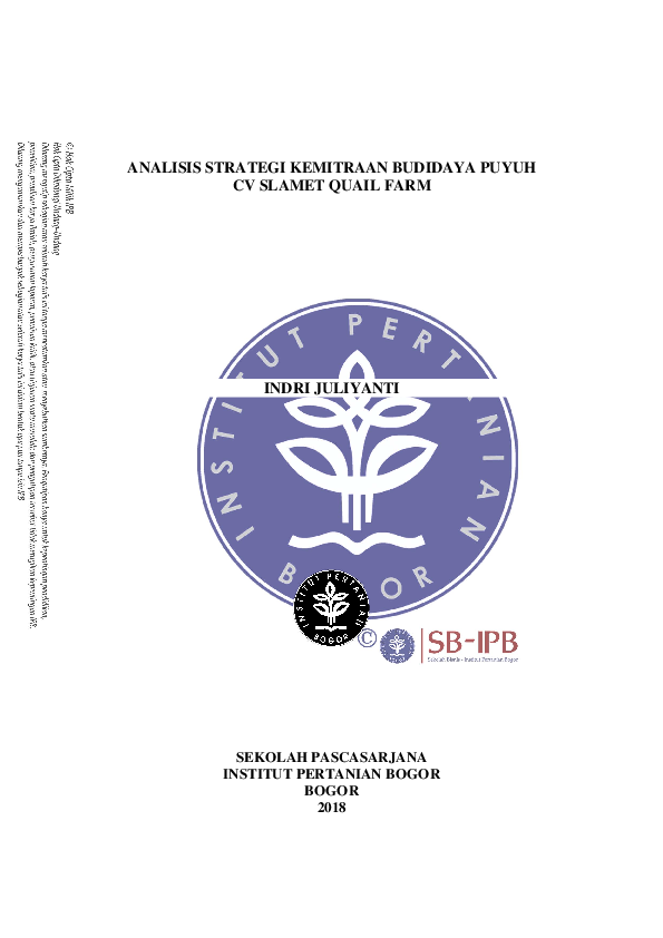 (PDF) Analisis strategi kemitraan budidaya puyuh cv slamet quail farm