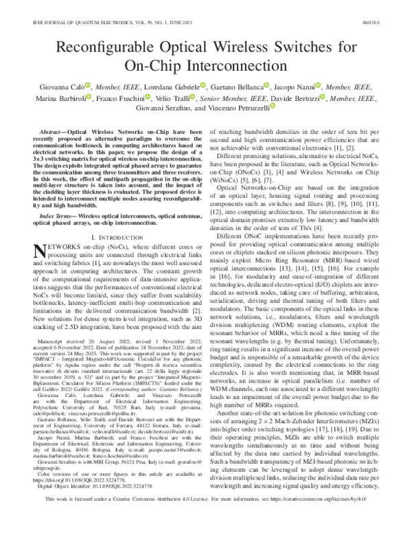 (PDF) Reconfigurable Optical Wireless Switches for On-Chip ...