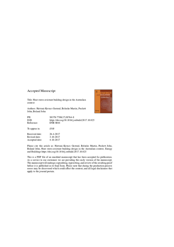 (PDF) Heat stress-resistant building design in the Australian context