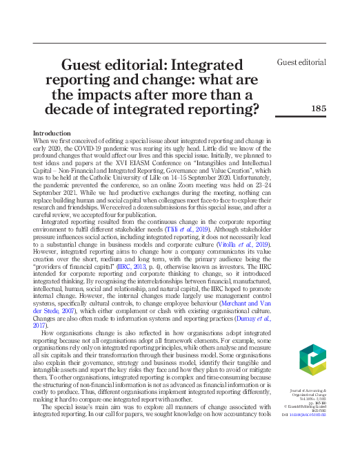(PDF) Guest editorial: Integrated reporting and change: what are the impacts after more than a ...