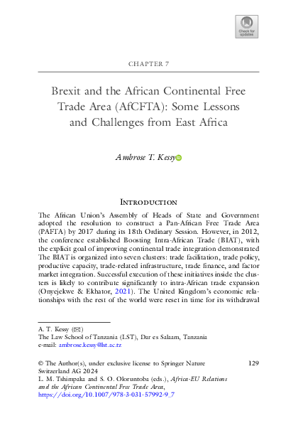 (PDF) Brexit and the African Continental Free Trade Area (AfCFTA): Some ...