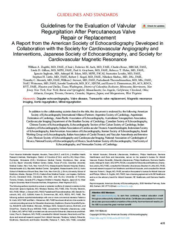 (PDF) Guidelines for the Evaluation of Valvular Regurgitation After ...