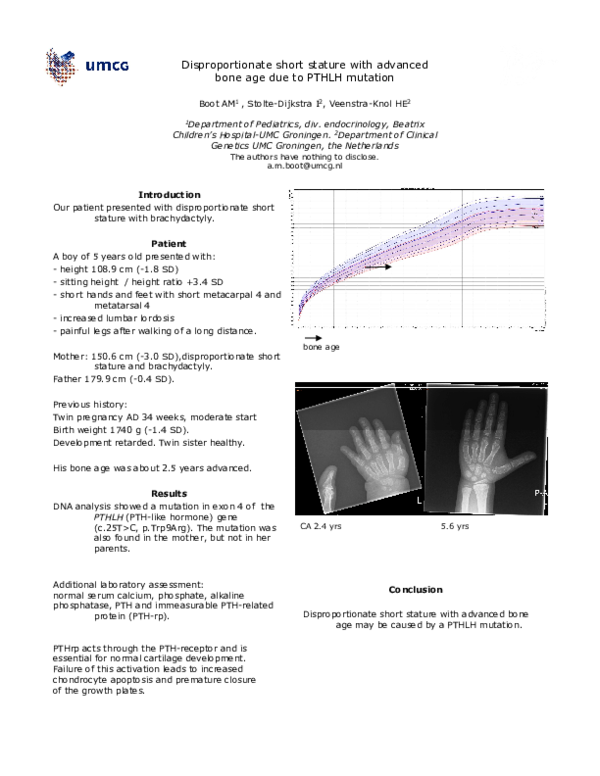 (PDF) Disproportionate Short Stature with Advanced Bone Age Due to ...
