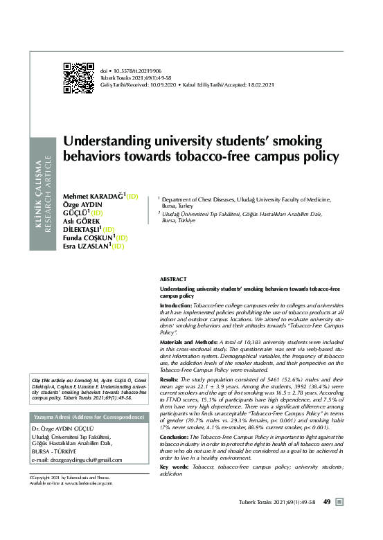 (PDF) Understanding university students’ smoking behaviors towards ...