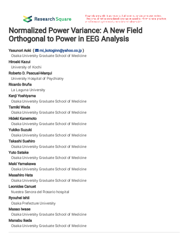 (PDF) Normalized Power Variance: A new Field Orthogonal to Power in EEG ...
