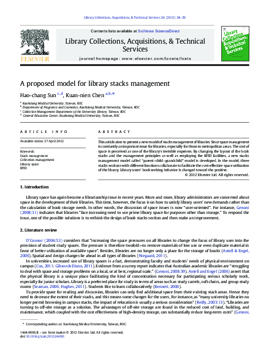 (PDF) A proposed model for library stacks management