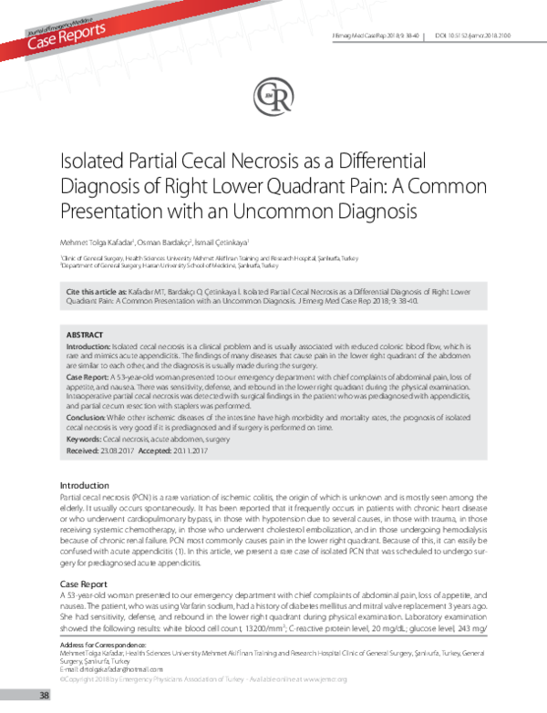 (PDF) Isolated Partial Cecal Necrosis as a Differential Diagnosis of ...
