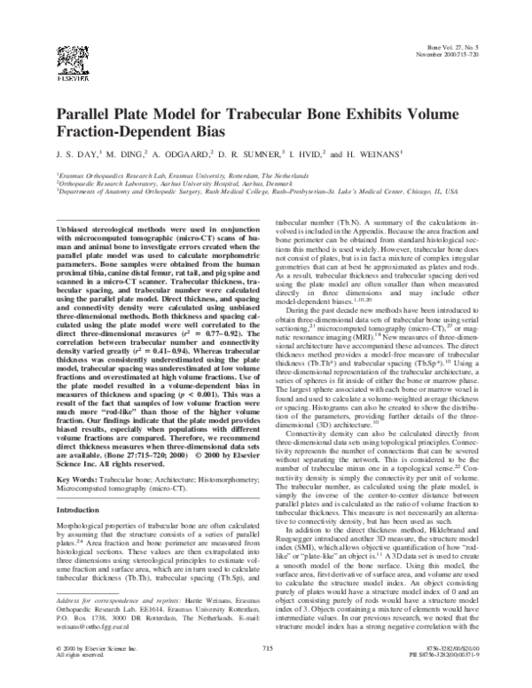 (PDF) Parallel plate model for trabecular bone exhibits volume fraction ...