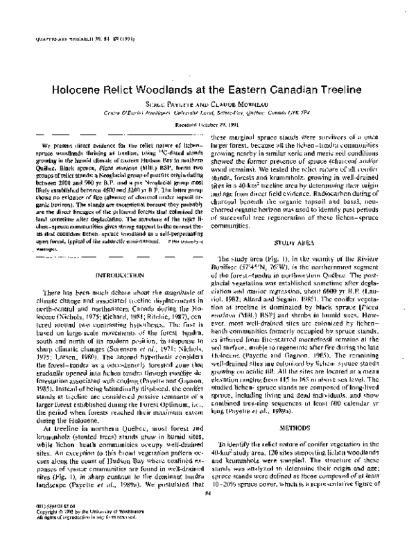 (PDF) Holocene Relict Woodlands at the Eastern Canadian Treeline