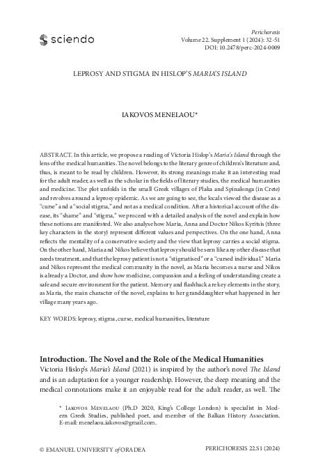(PDF) LEPROSY AND STIGMA IN HISLOP'S MARIA'S ISLAND