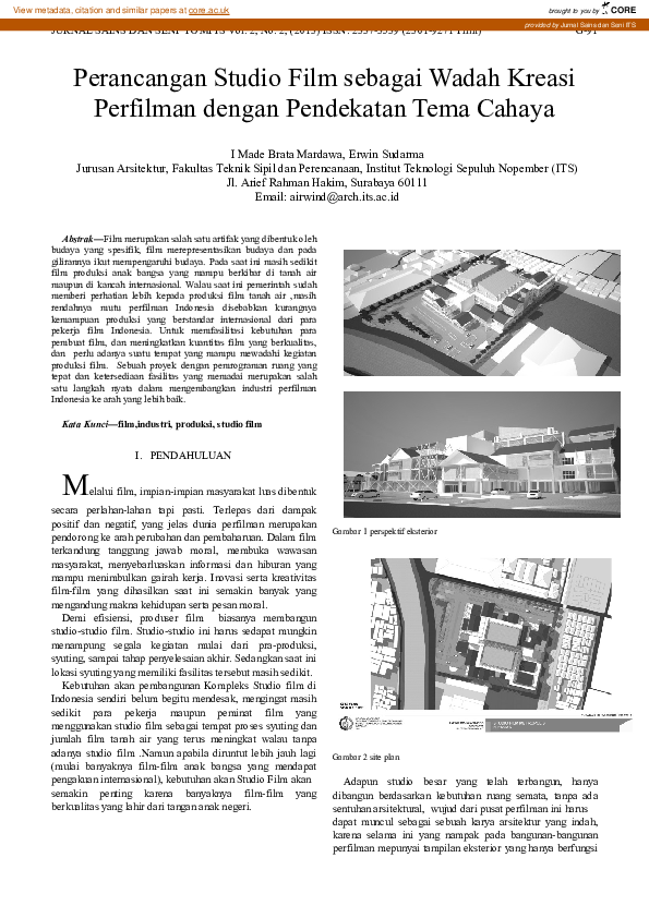 (PDF) Perancangan Studio Film sebagai Wadah Kreasi Perfilman dengan ...