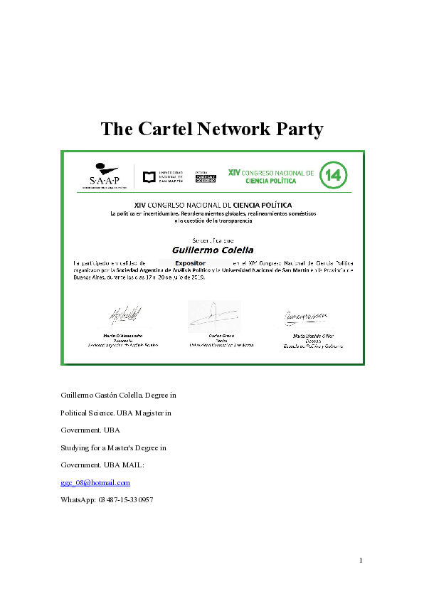 (PDF) Reassessing the Concept of Cartel Parties in Governance