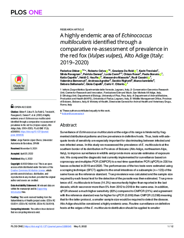 (PDF) A highly endemic area of Echinococcus multilocularis identified through a comparative re ...