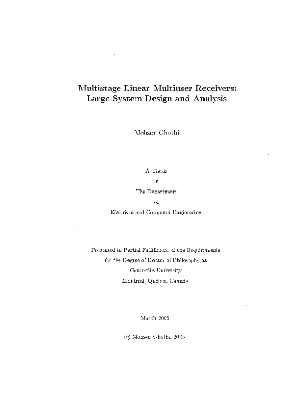 (PDF) Multistage linear multiuser receivers: large-system design and analysis