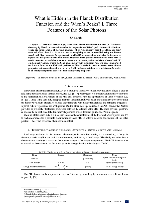(PDF) What is Hidden in the Planck Distribution Function and the Wien´s ...