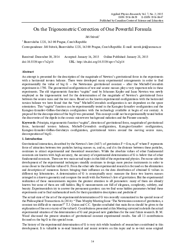 (PDF) On the Trigonometric Correction of One Powerful Formula | Jiri ...