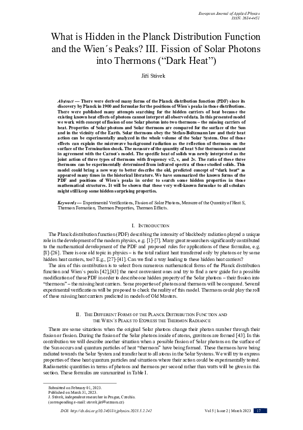(PDF) What is Hidden in the Planck Distribution Function and the Wien´s ...