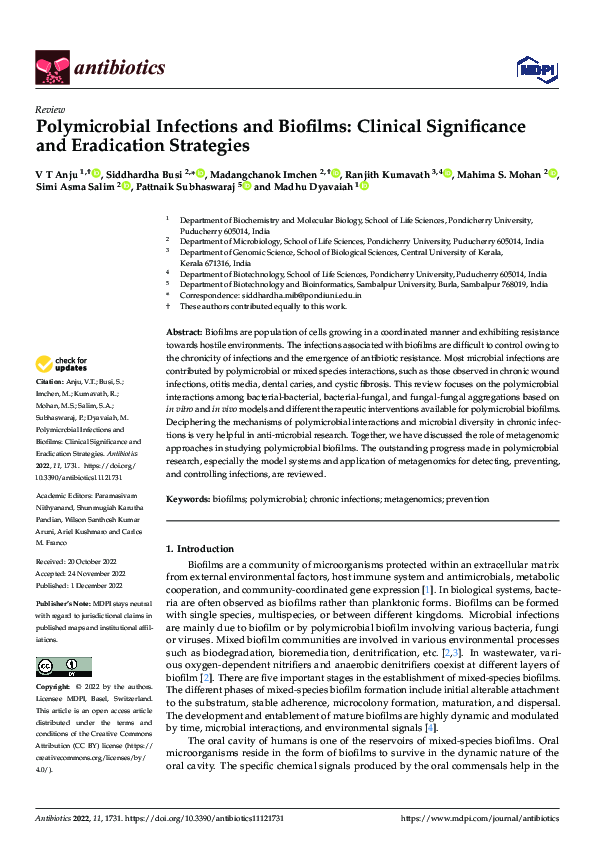 (PDF) Polymicrobial Infections and Biofilms: Clinical Significance and ...