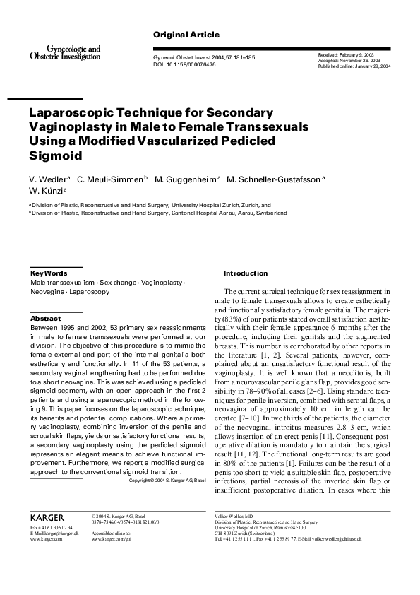 Pdf Laparoscopic Technique For Secondary Vaginoplasty In Male To