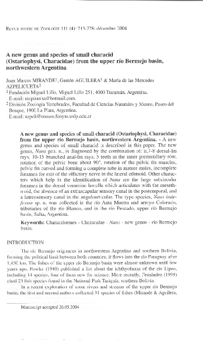 (PDF) A new genus and species of small characid (Ostariophysi ...