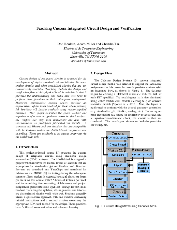 (PDF) Teaching custom integrated circuit design and verification