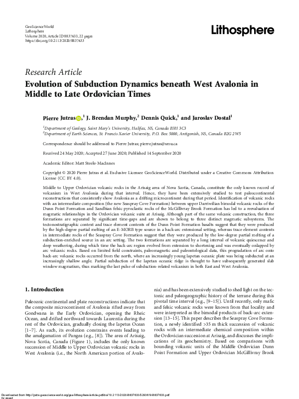 (PDF) Evolution of Subduction Dynamics beneath West Avalonia in Middle ...