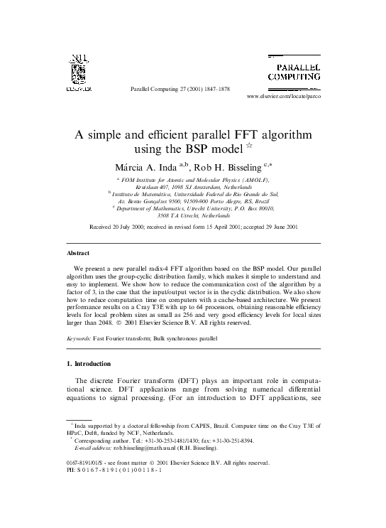 (PDF) A simple and efficient parallel FFT algorithm using the BSP model