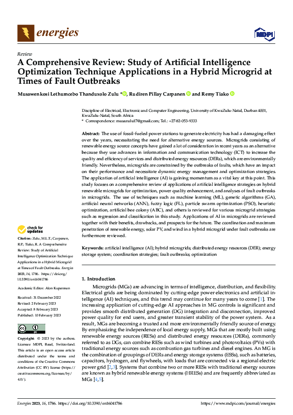 (PDF) AI Optimization Techniques in Hybrid Microgrids During Faults