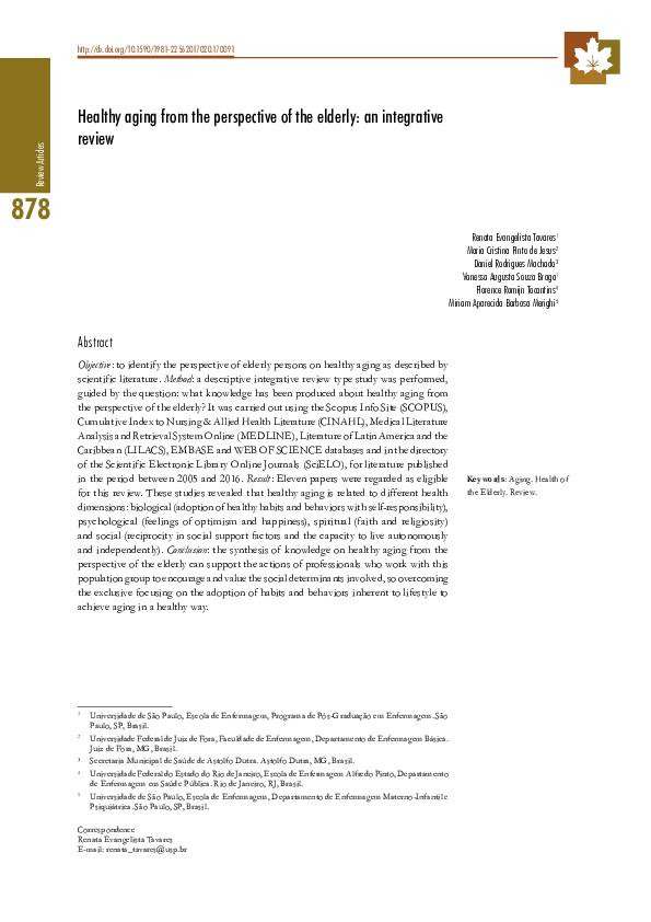 (PDF) Healthy aging from the perspective of the elderly: an integrative ...
