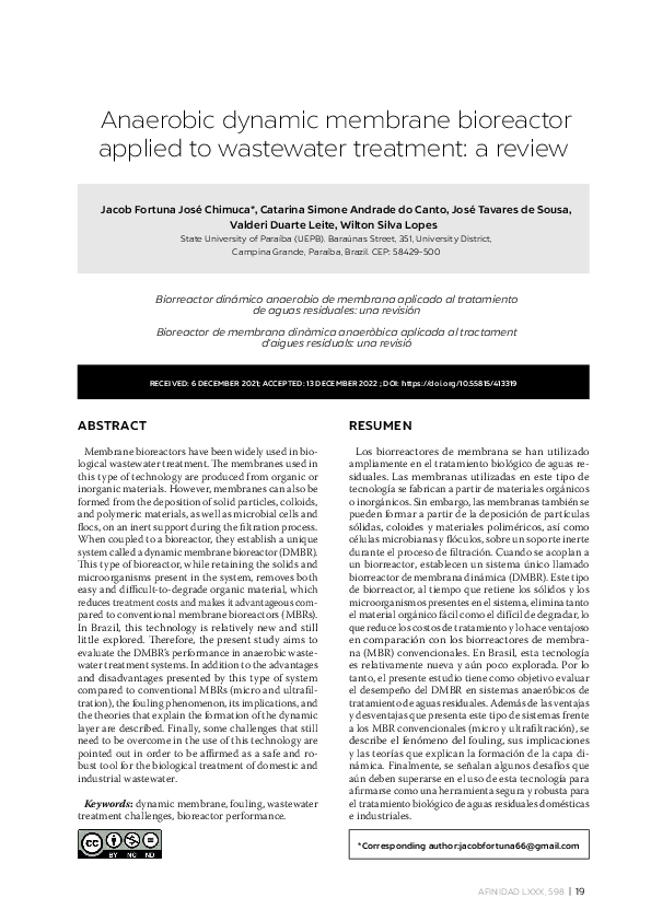(PDF) Anaerobic dynamic membrane bioreactor applied to wastewater ...