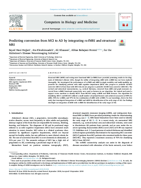 Predicting conversion from MCI to AD by integration of rs-fMRI and clinical information using 3D ...