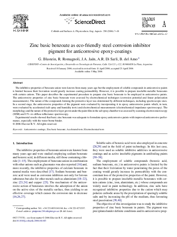 (PDF) Zinc basic benzoate as eco-friendly steel corrosion inhibitor ...
