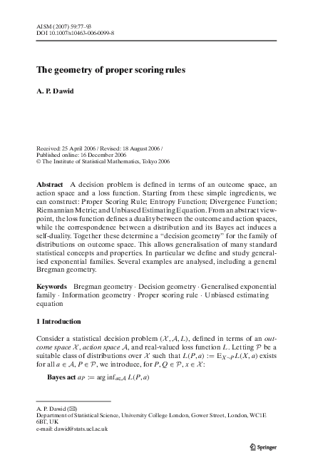 (PDF) The geometry of proper scoring rules