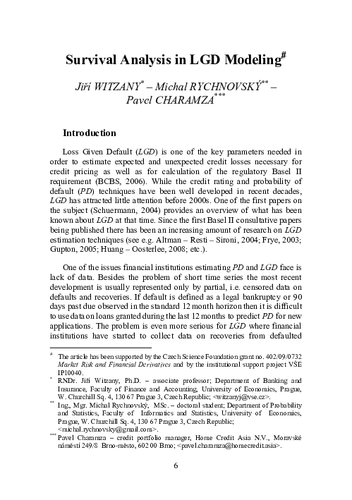 (PDF) Survival Analysis in LGD Modeling