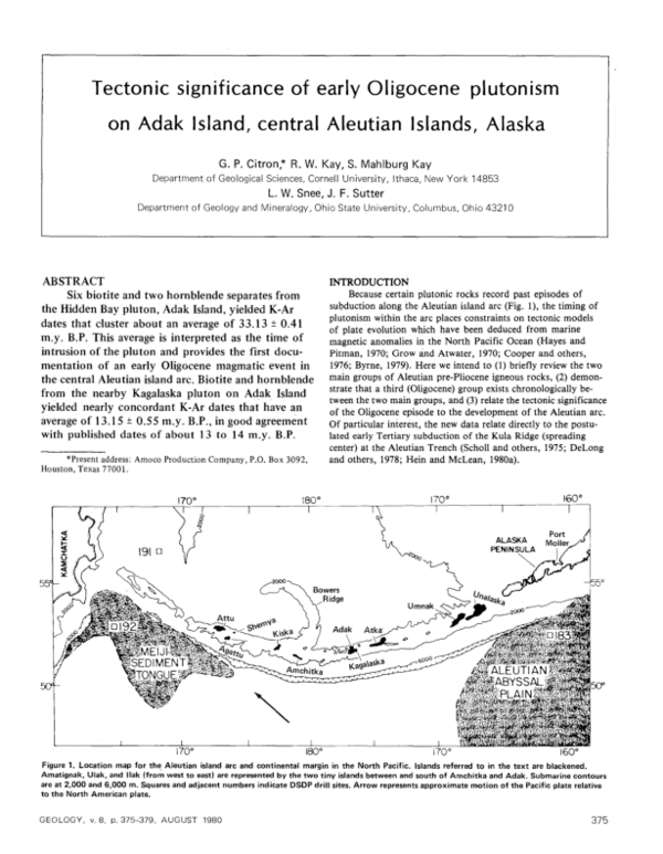 (PDF) Tectonic significance of early Oligocene plutonism on Adak Island ...