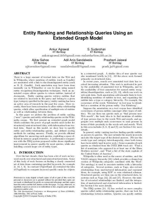 (PDF) Entity ranking and relationship queries using an extended graph ...