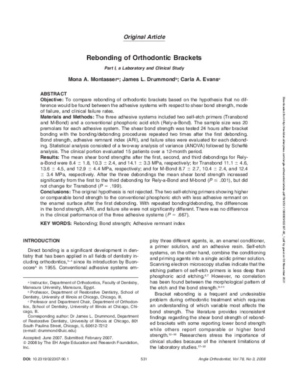 (PDF) Rebonding of Orthodontic Brackets